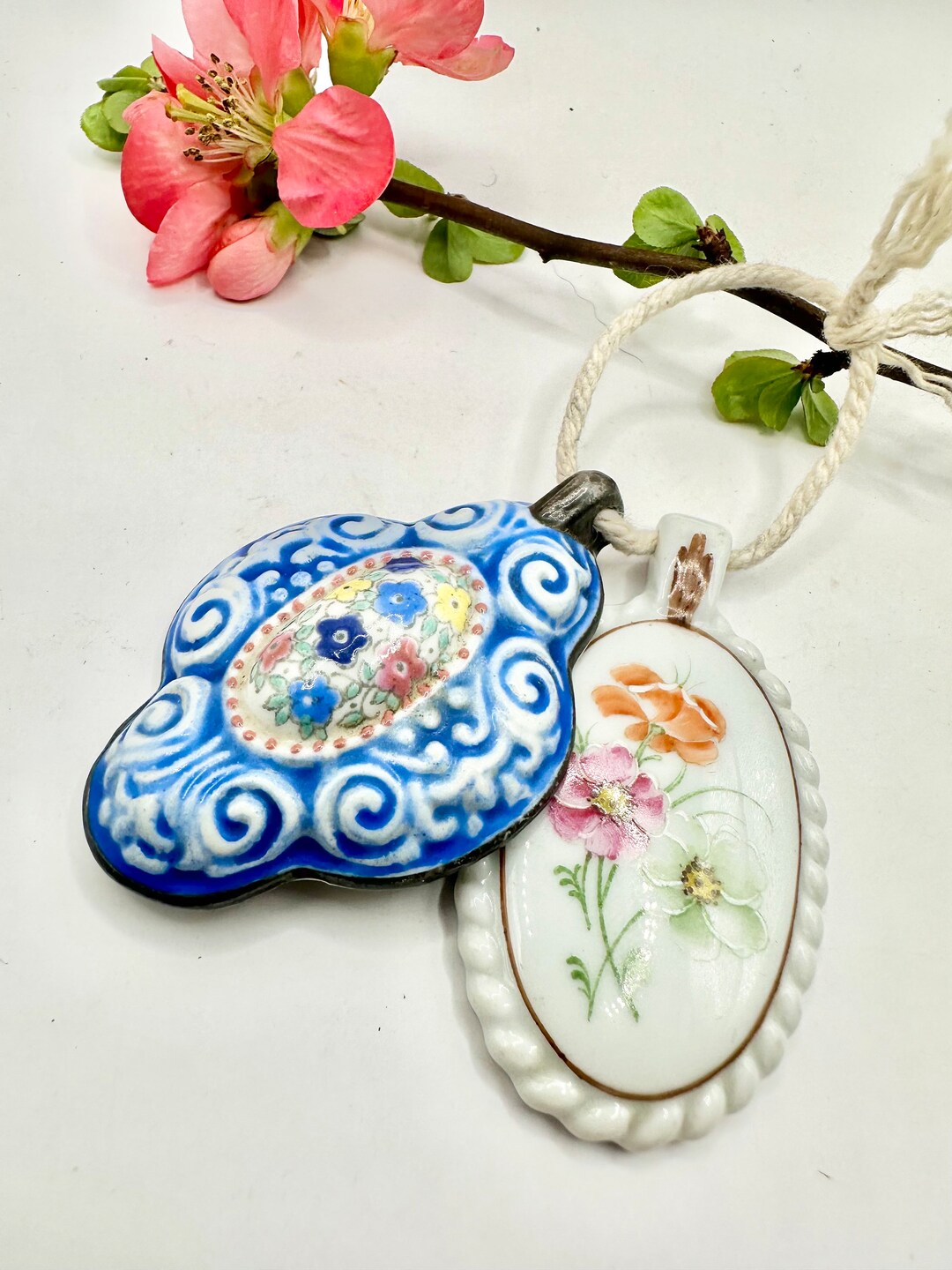 Antique Decorative Ceramic Pendants/escutcheons - Etsy