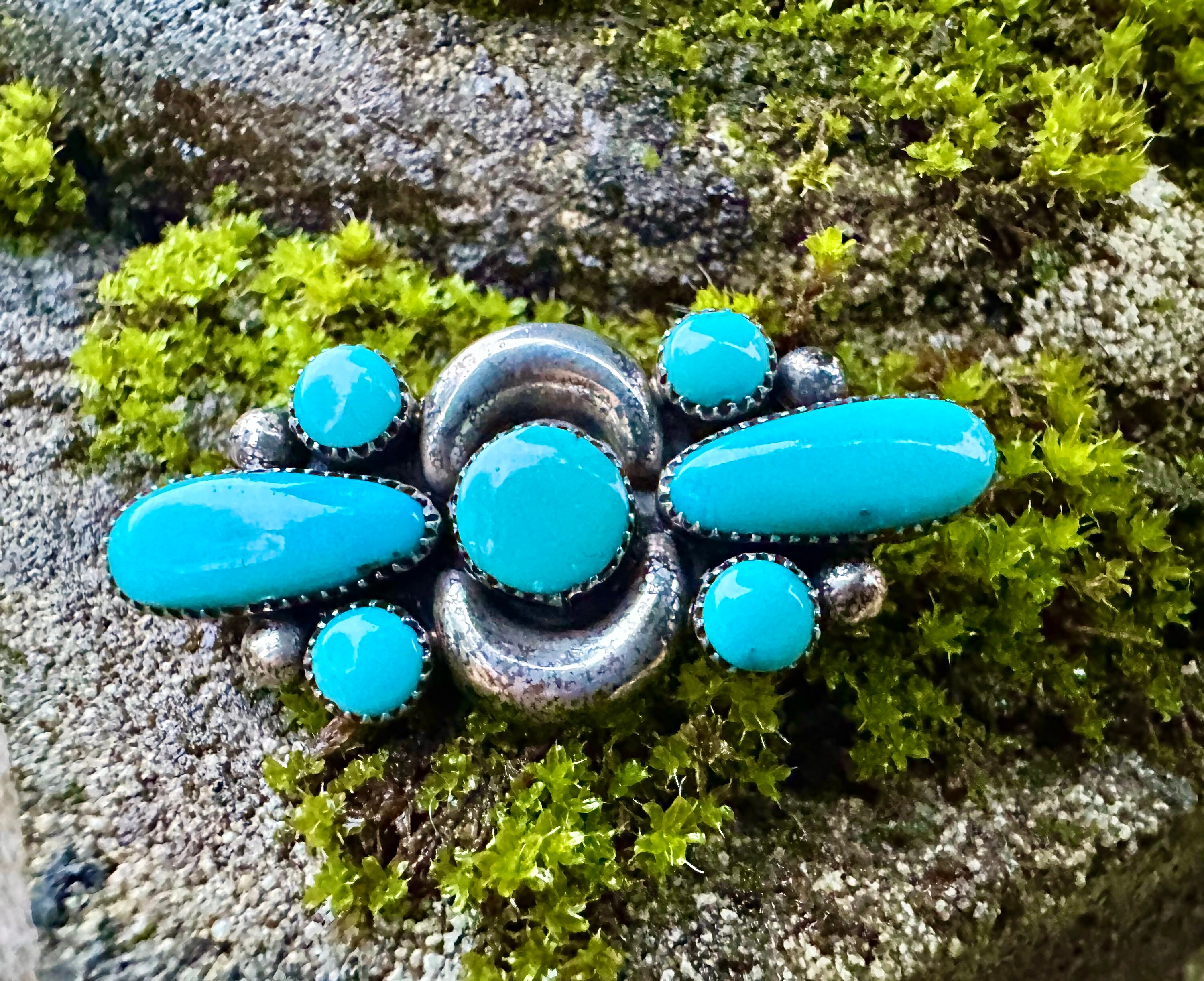 Rare Native American Vintage Julie O Lahi Zuni Silver Turquoise Pendant ...