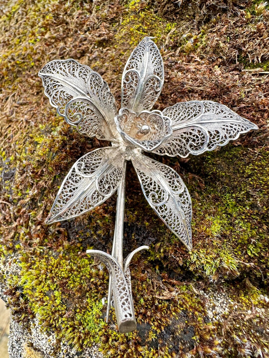 Large Vintage Silver Filigree Daffodil Brooch 12.6g - Etsy