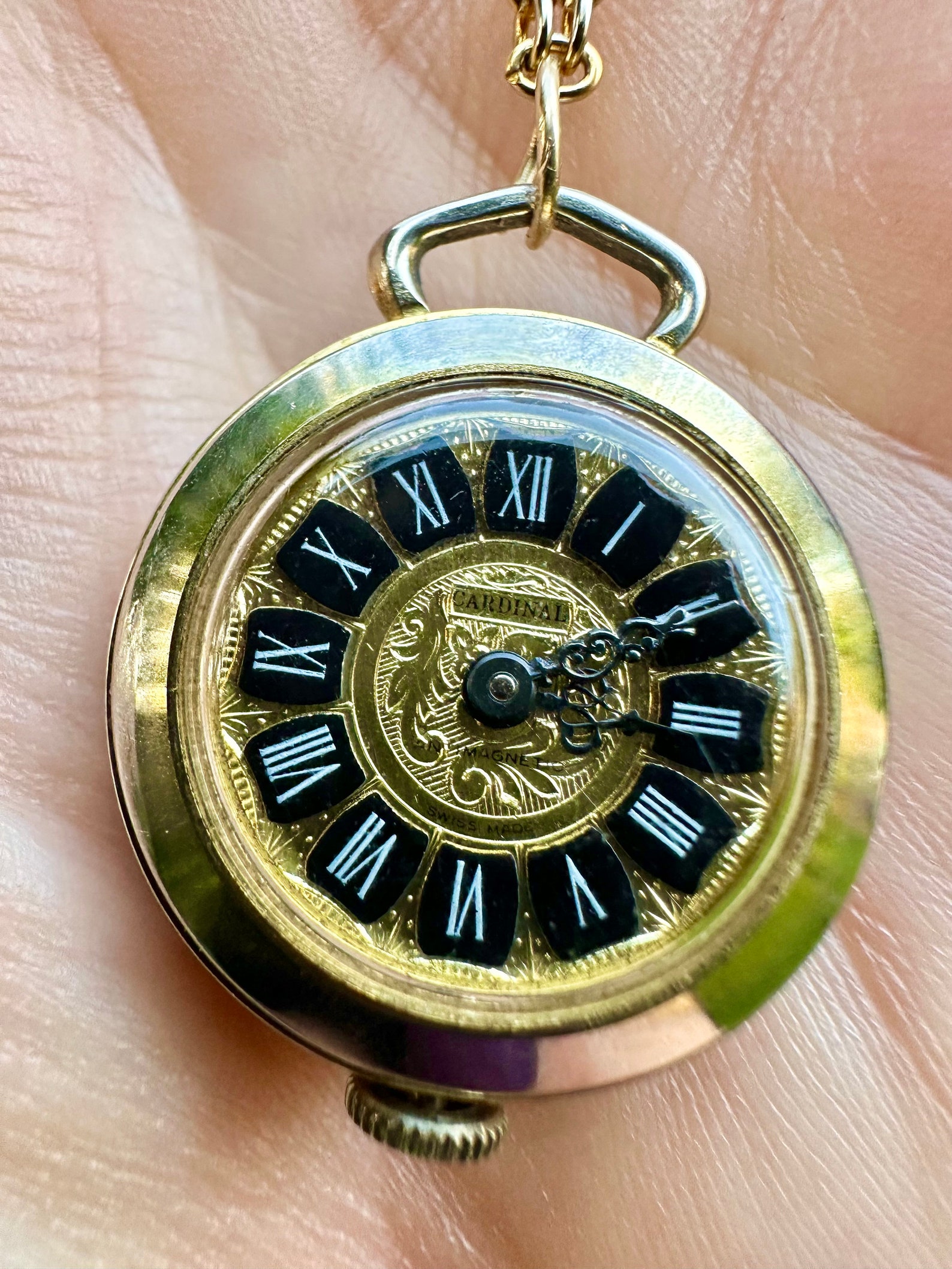 Vintage Gold Plated Swiss Cardinal Windup Pocket Watch - Etsy