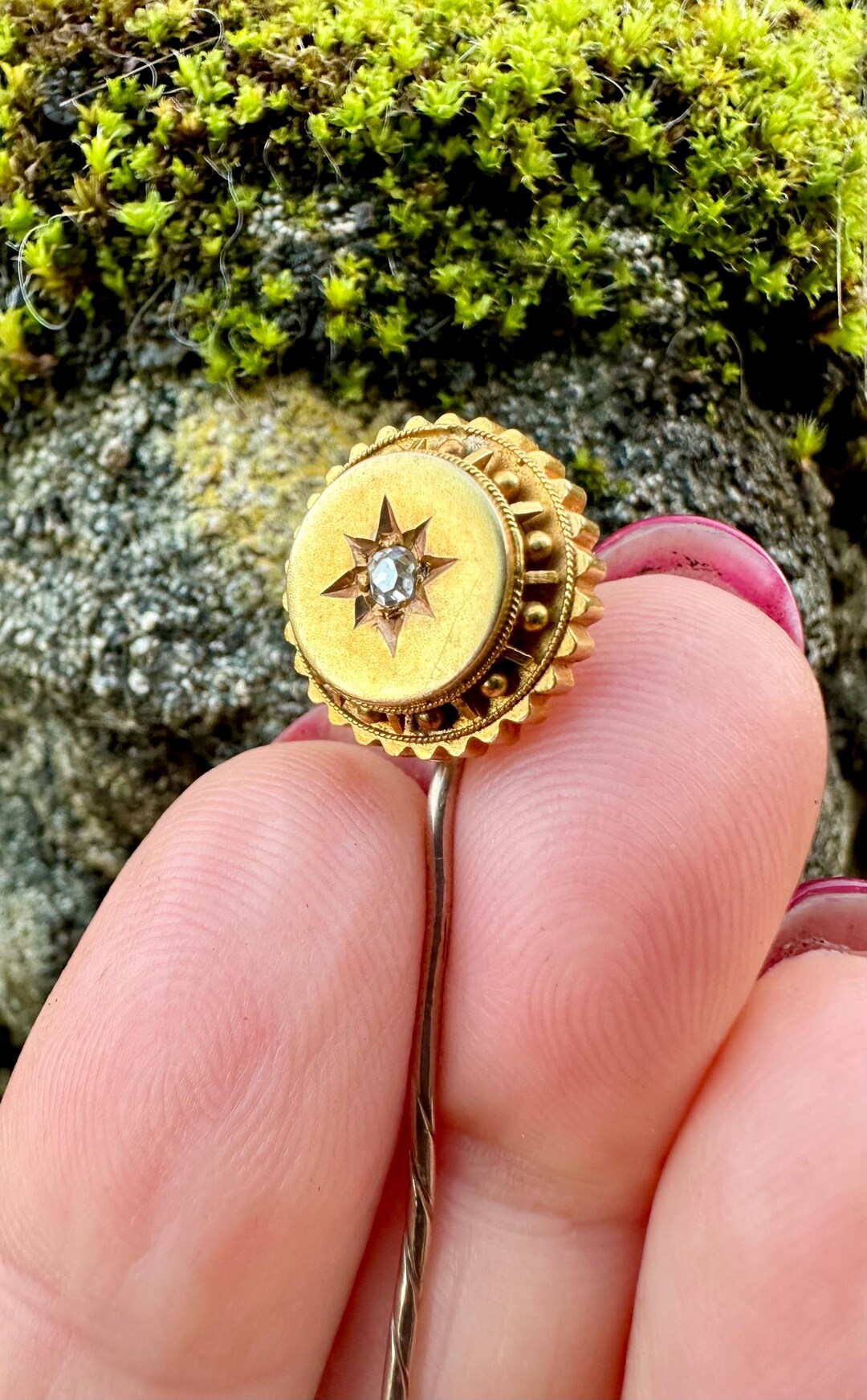 Antique 15ct Yellow Gold Diamond Set Starburst Stick Pin - Etsy