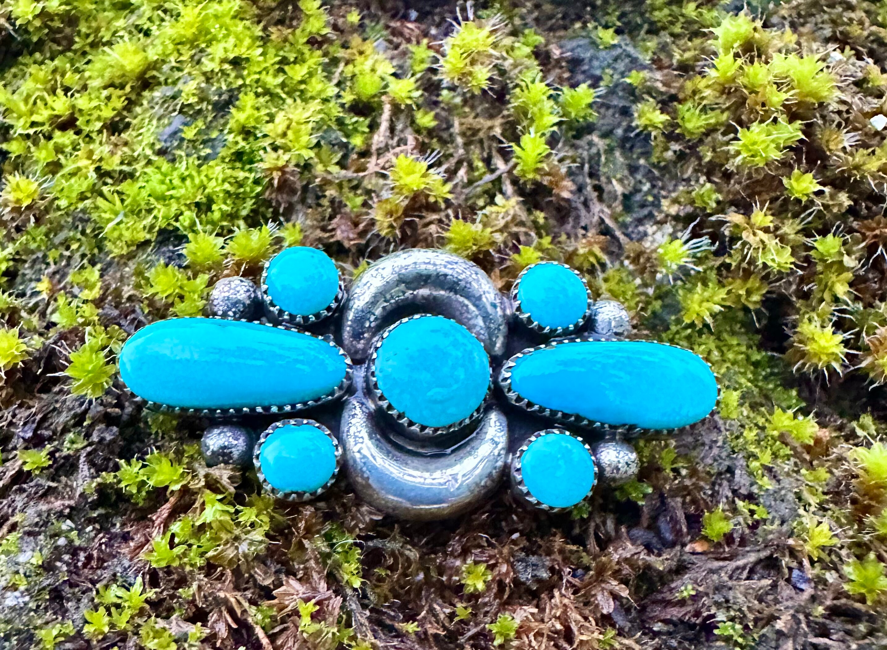 Rare Native American Vintage Julie O Lahi Zuni Silver Turquoise Pendant ...