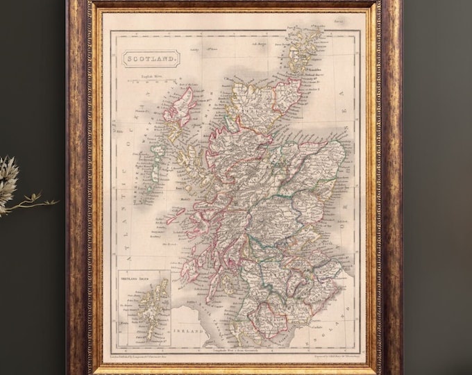 SCOTLAND MAP PRINT, Vintage Map of Scotland, Antique Map Print ...