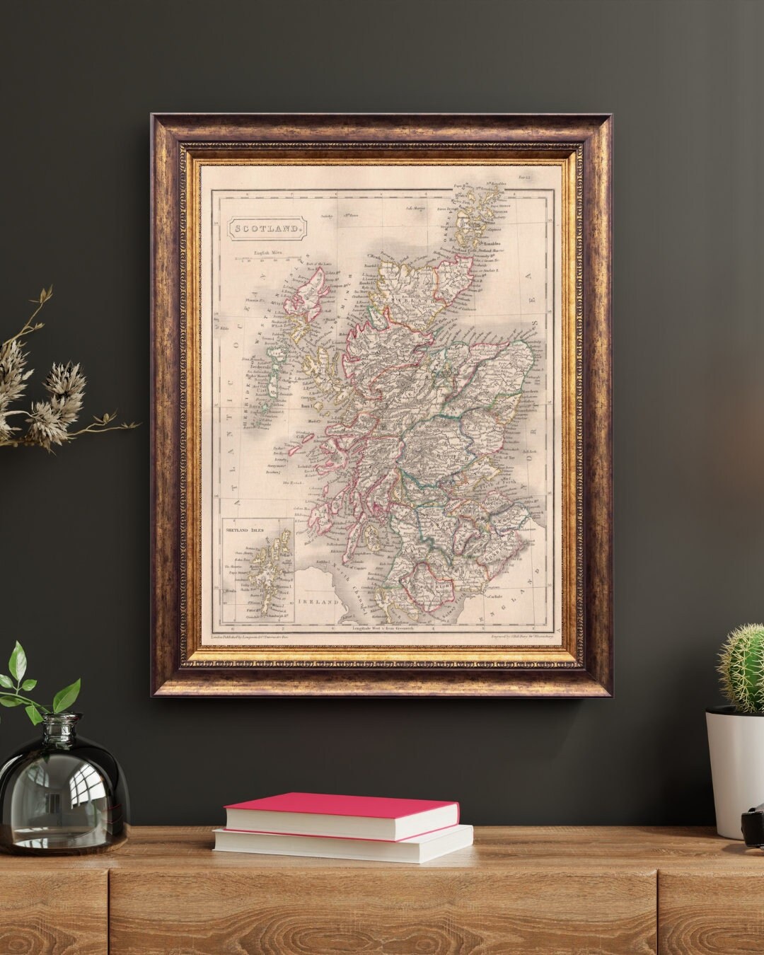 Vintage 1844 Scotland Map Poster Print, Antique Scottish Cartography ...