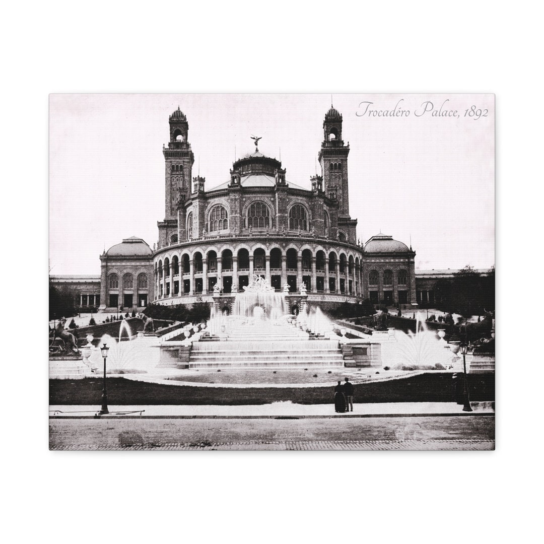 Vintage 1892 Paris Trocadéro Palace Photograph, Antique Black & White ...
