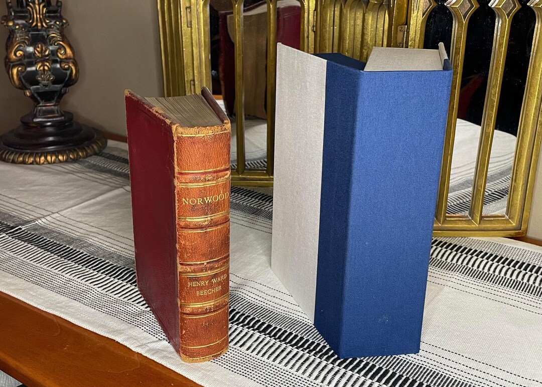 Antique 1868 Norwood Book | Henry Ward Beecher | Red Leather First ...