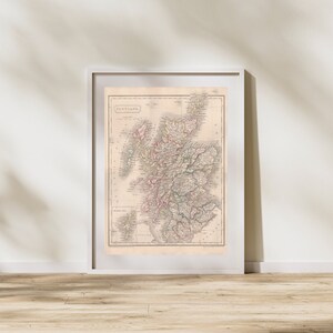 Vintage 1844 Scotland Map Poster Print, Antique Scottish Cartography ...