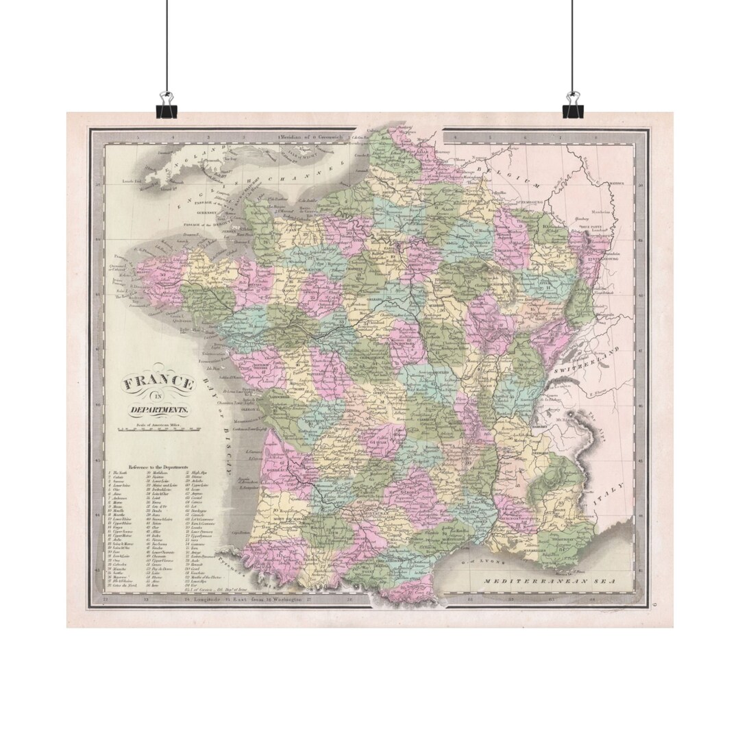 1842 Vintage Map of France Reproduction, Antique French Cartography ...