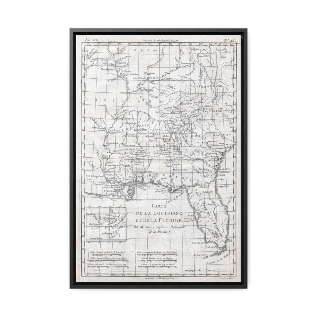 Vintage 1780 U.S. Map Framed Canvas, Colonial Wall Art, Antique Map ...