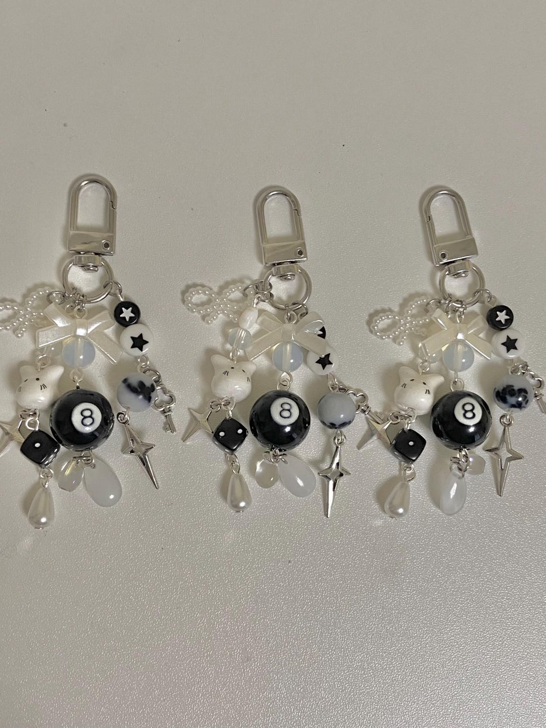 Y2k Beaded Star Keychain 8 Ball Bunny Rockstar Opal Keychain - Etsy