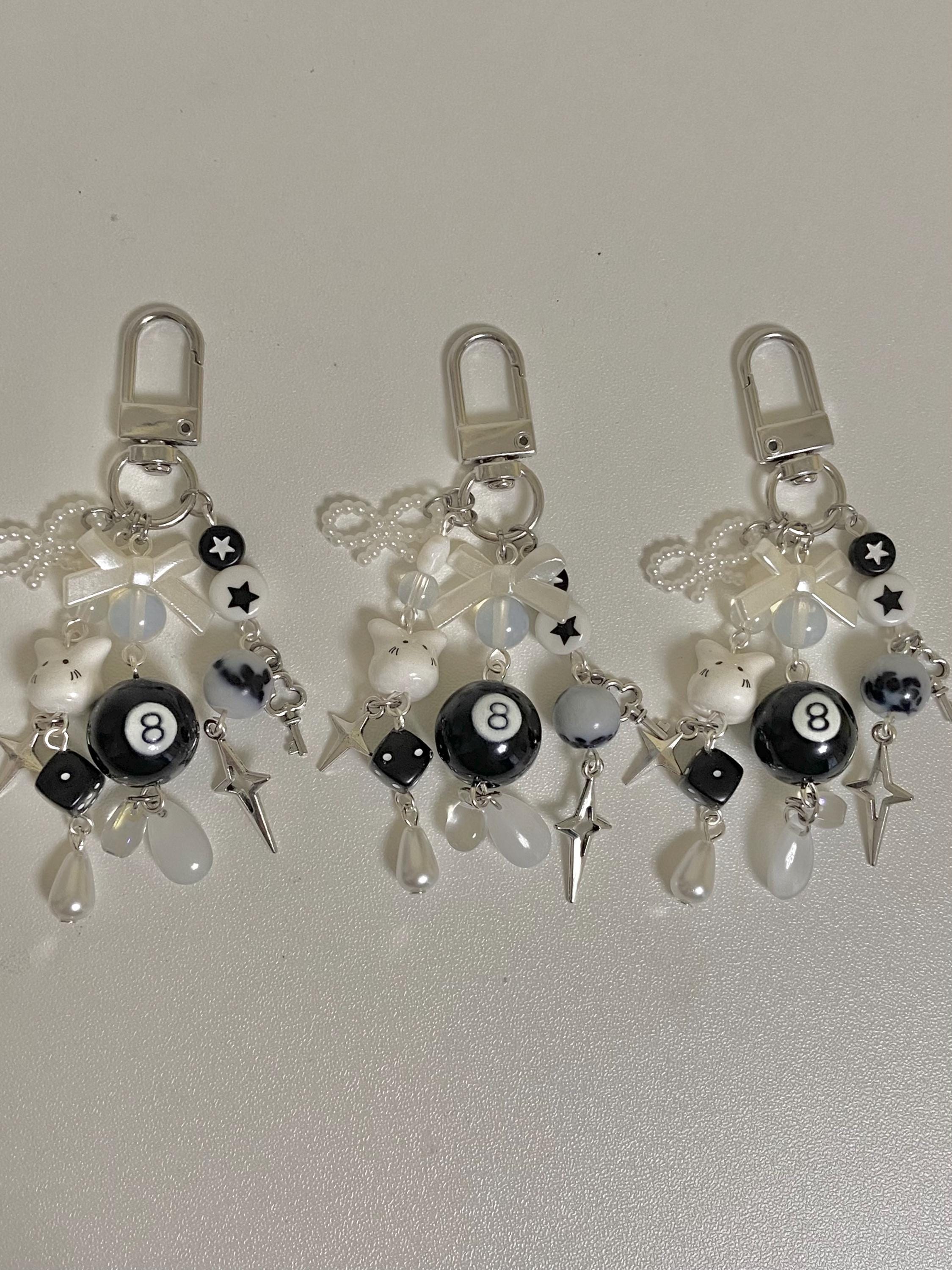 Y2k Beaded Star Keychain 8 Ball Bunny Rockstar Opal Keychain - Etsy