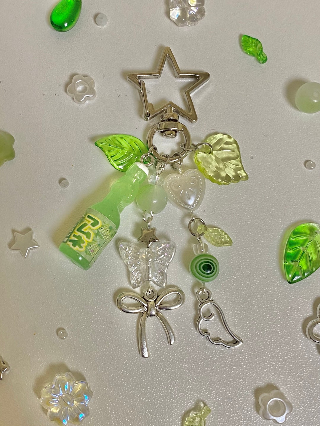 Aesthetic Y2k Beaded Green Japanese Melon Ramune Soda Star Keychain - Etsy