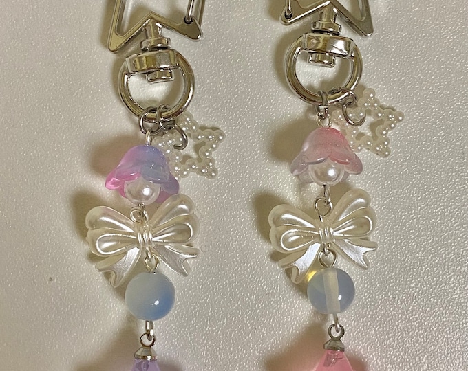 Blue Pink Purple Aesthetic Y2k Beaded Star Keychains - Etsy