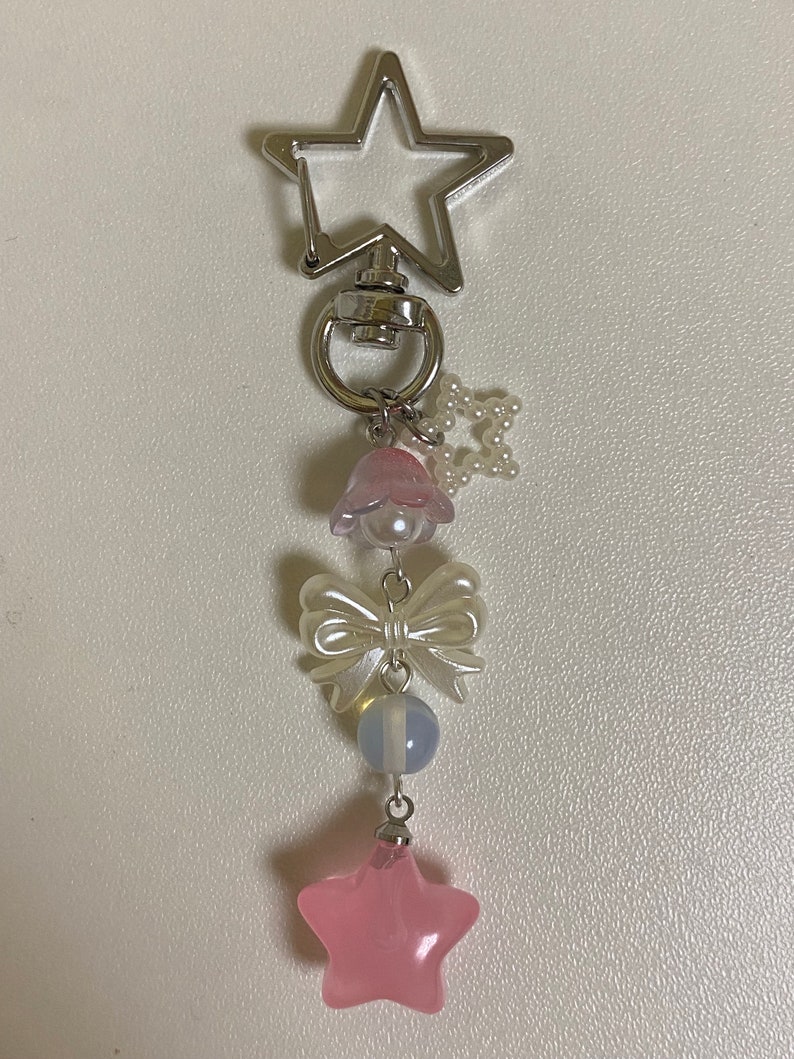Blue Pink Purple Aesthetic Y2k Beaded Star Keychains - Etsy