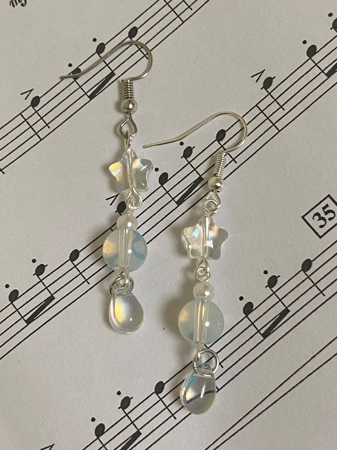 Y2k Moonlight Stardust Aesthetic Jellyfish Beaded Glass Earrings - Etsy