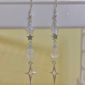 Blue Clear Cyber Core Futuristic Opaque Metal Star Y2k Earrings - Etsy