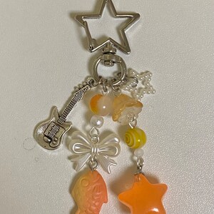 Aesthetic Y2k Beaded Orange Yellow Taiyaki Fish Goldfish Star Keychain ...