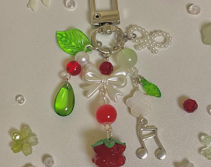 Cottagecore Pearl Juicy Red Raspberry Keychain Trinket Charm - Etsy