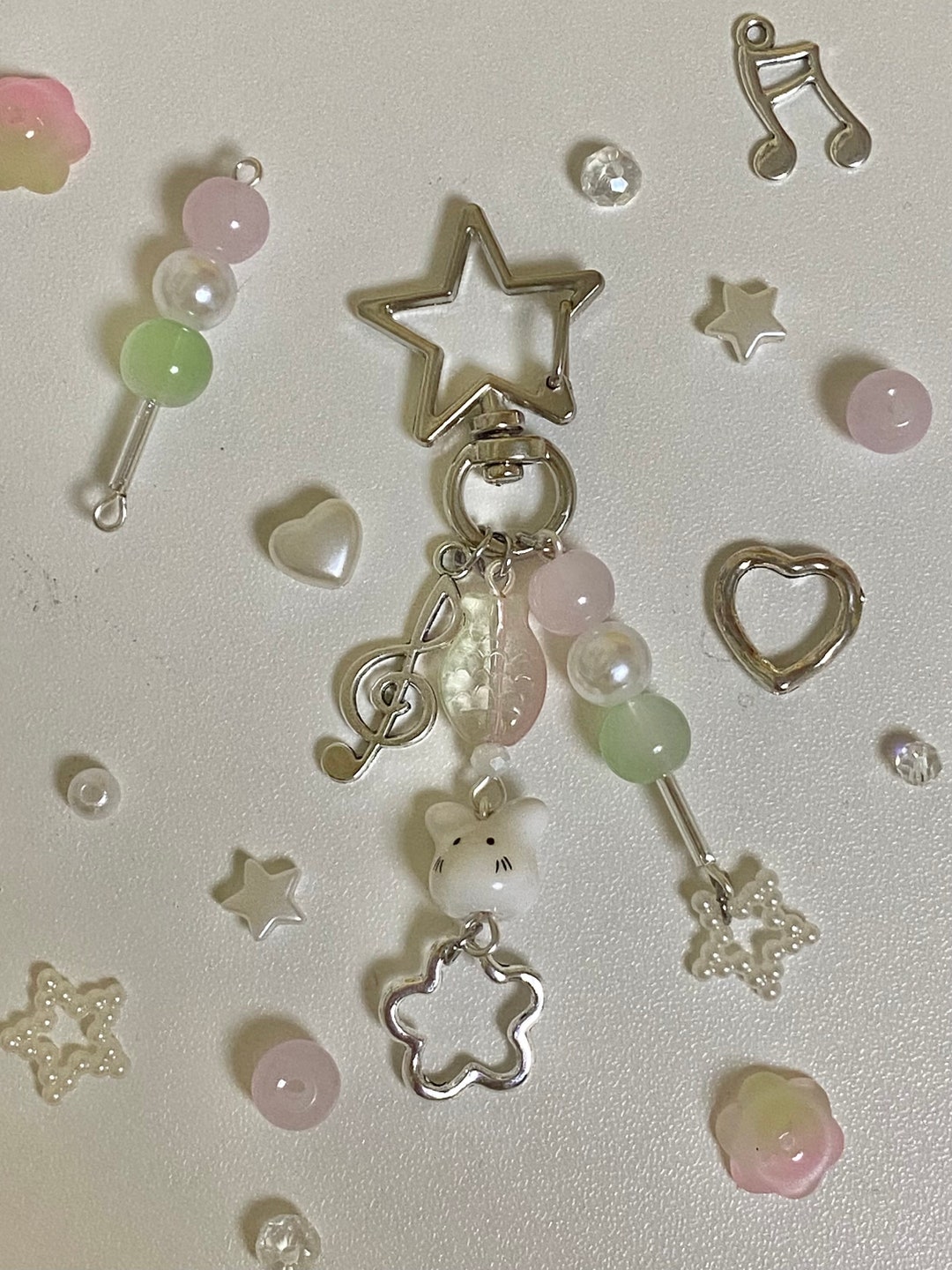 Soft Aesthetic Y2k Pink Green Mint White Dango Keychain - Etsy