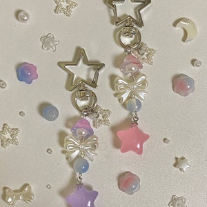 Blue Pink Purple Aesthetic Y2k Beaded Star Keychains - Etsy