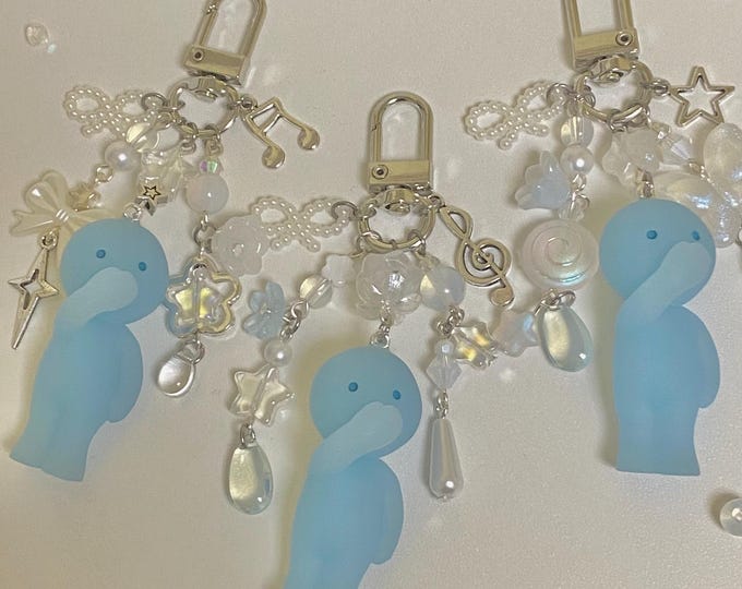 Y2k Cyber Aesthetic Blue Smiski Handmade Beaded Keychain - Etsy