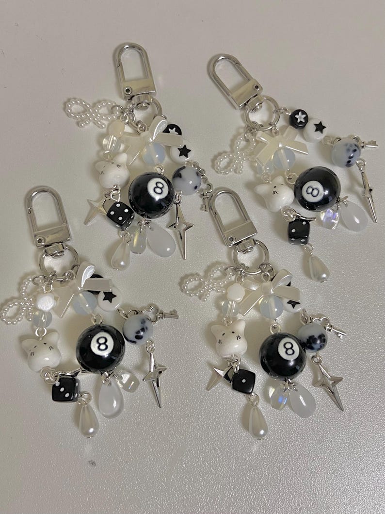 Y2k Beaded Star Keychain 8 Ball Bunny Rockstar Opal Keychain - Etsy