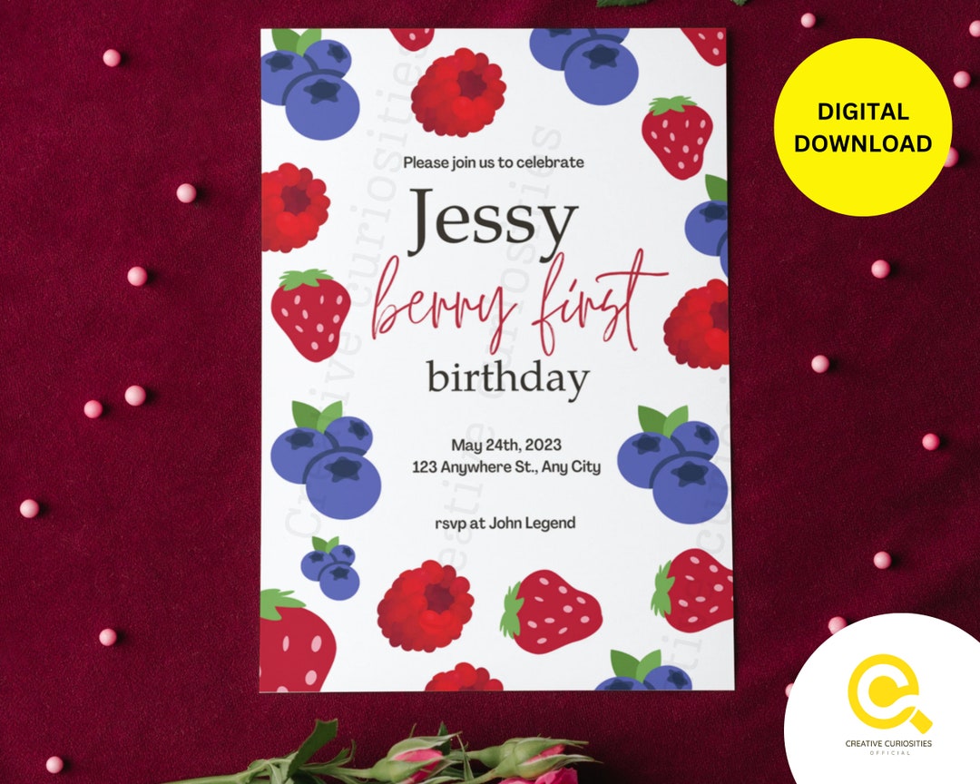 Berry First Birthday Party Invitation | First Birthday Party Invitee ...
