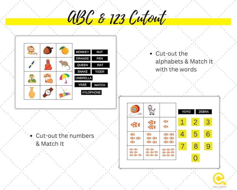 Printable ABC and 123 Cutouts for Kids | Instant Download | Matching ...