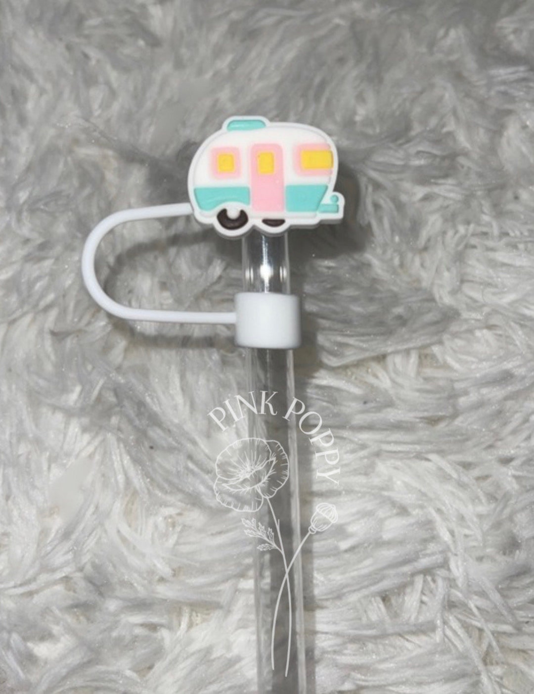Happy Camper 10mm Straw Topper, Teal, Stanley Cup Accessories, Stanley ...