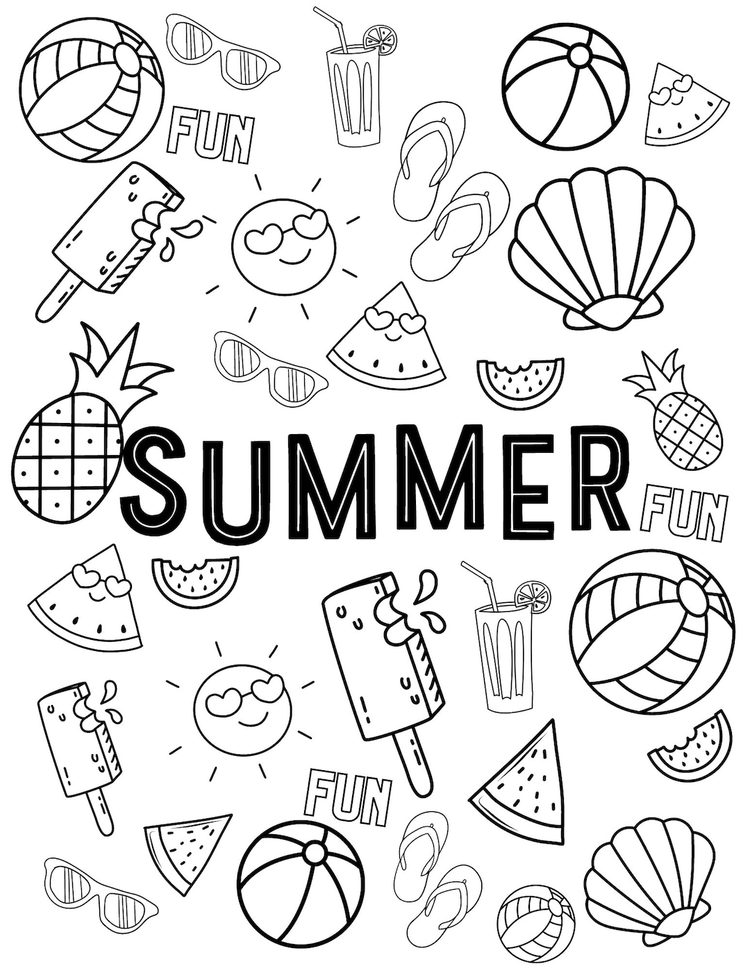 Summer Coloring Pages - Etsy