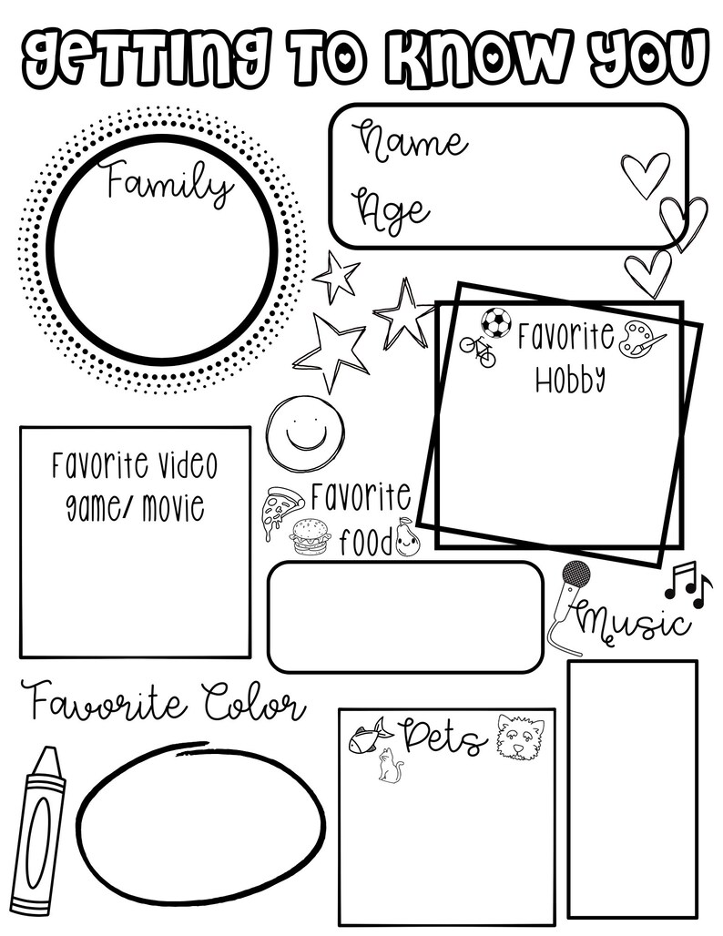 Back to School Coloring Pages and Getting to Know You Page - Etsy