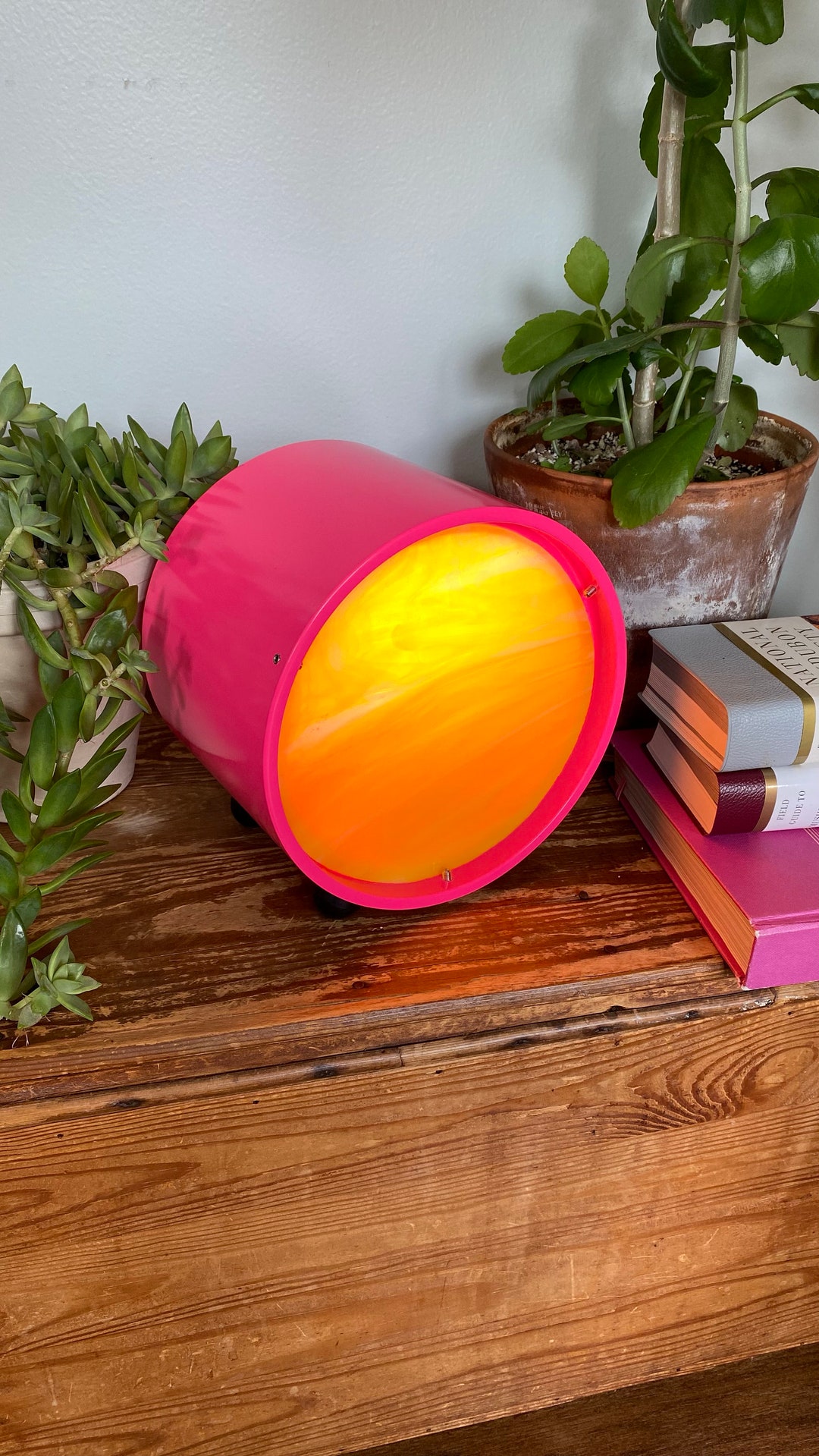 Pink Lamp With Lemon Diffuser Stained Glass Lamp - Etsy