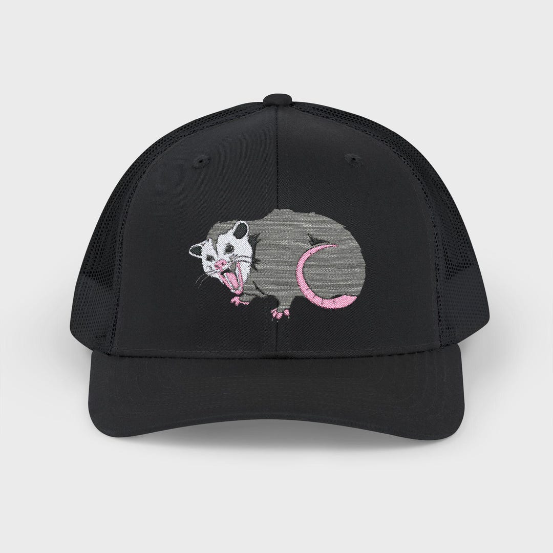 Screaming Possum Embroidered Snapback Trucker Hat, Hissing Opossum Cap ...