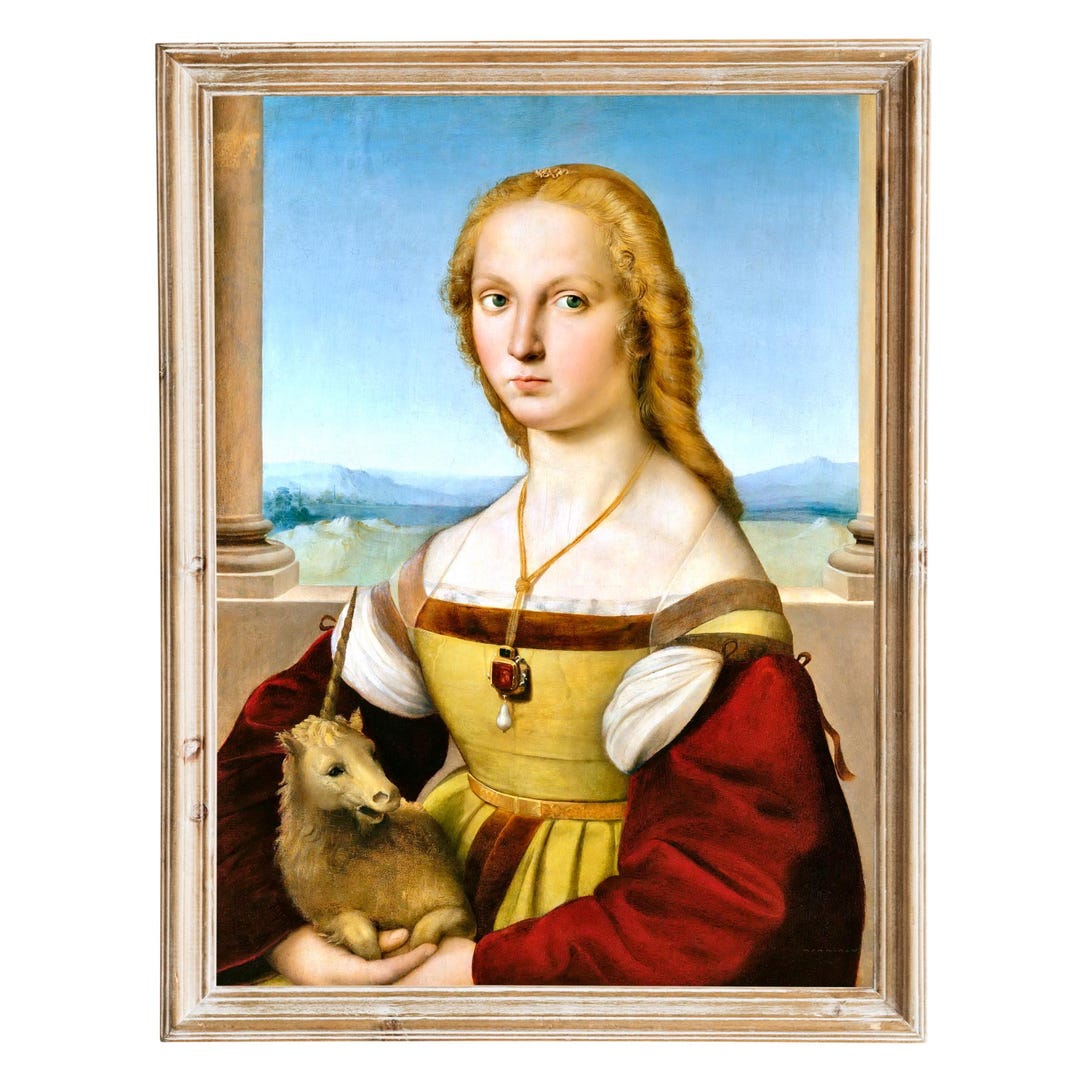 The Lady and the Unicorn Art Print, Medieval Renaissance Unicorn Art ...