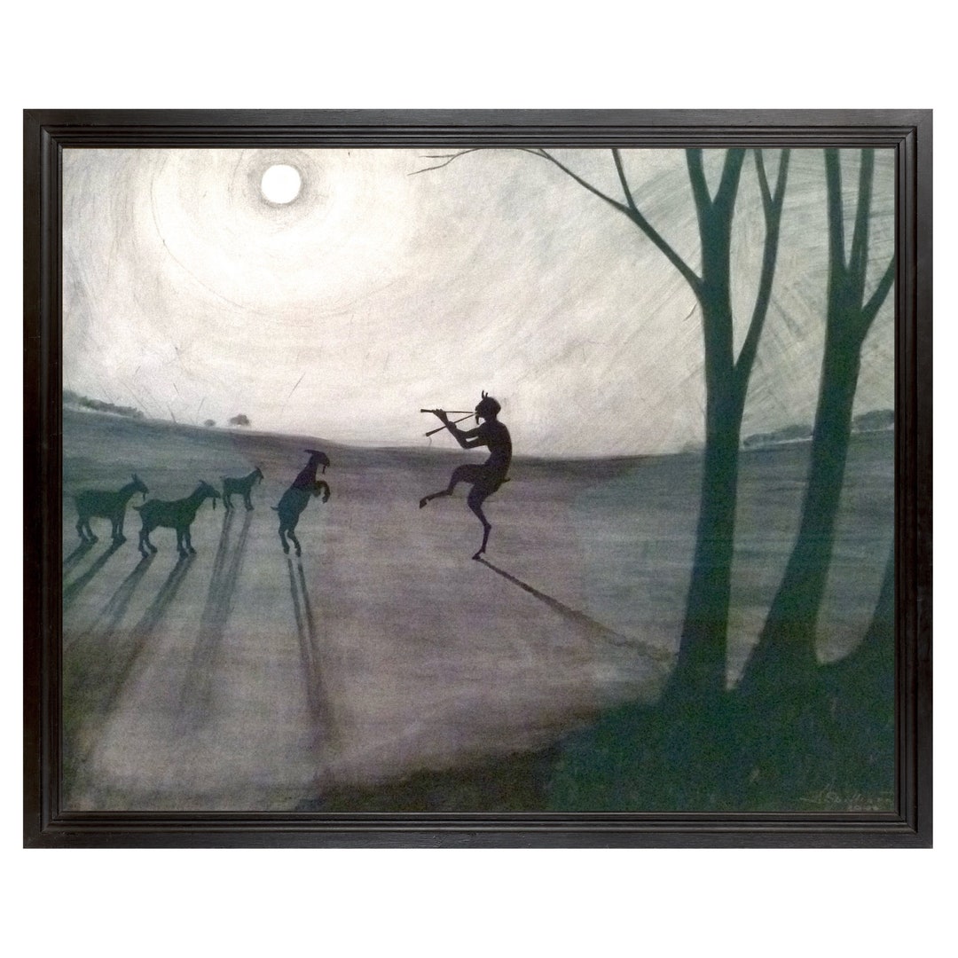 Satyr and Goats Art Print, Leon Spillaert, Antique Vintage Art, High ...