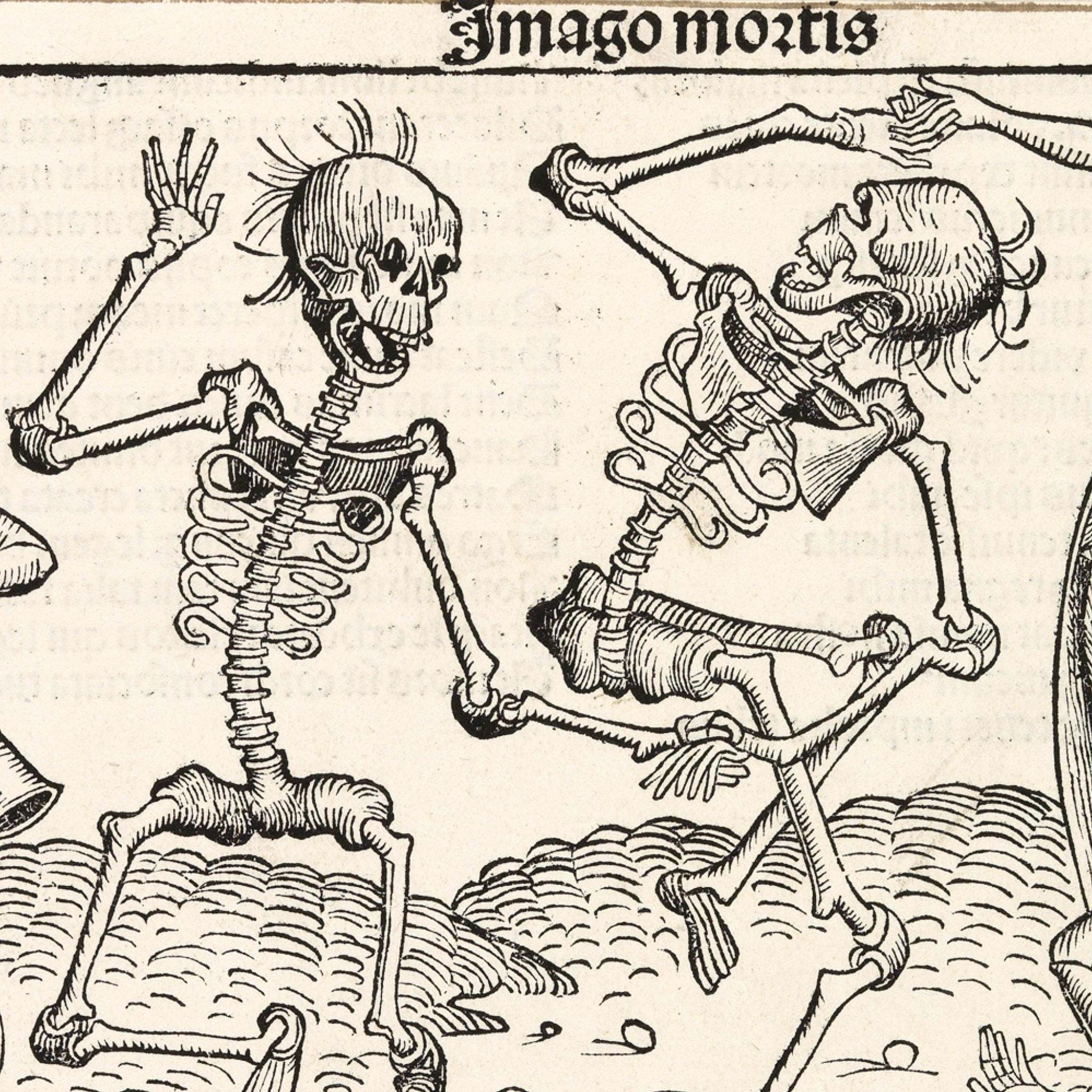 The Skeleton Dance Art Print, Michael Wolgemut, Medieval Plague Art ...