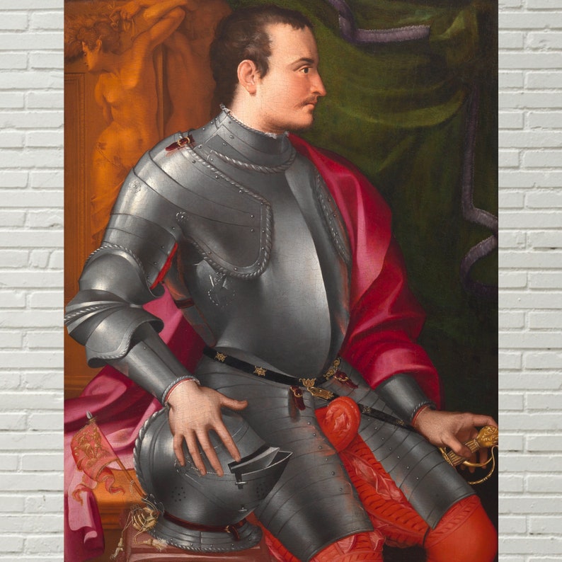 Antique Painting of Man in Suit of Armour With Large Codpiece - Etsy