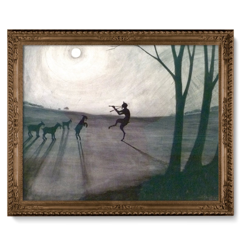 Satyr and Goats Art Print, Leon Spillaert, Antique Vintage Art, High ...