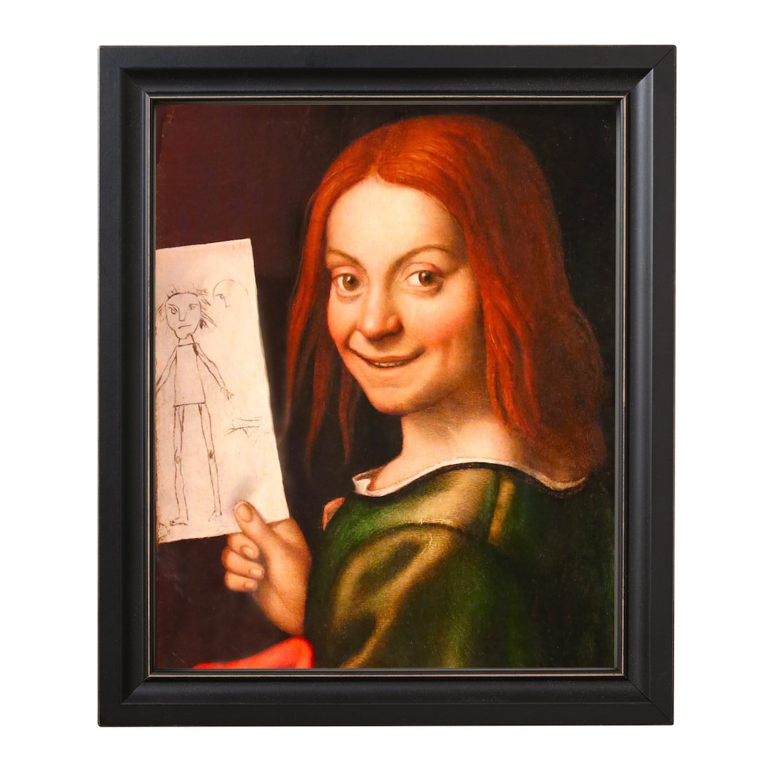 Weird Silly Renaissance Art, Smiling Red-head With Drawing, Funny ...