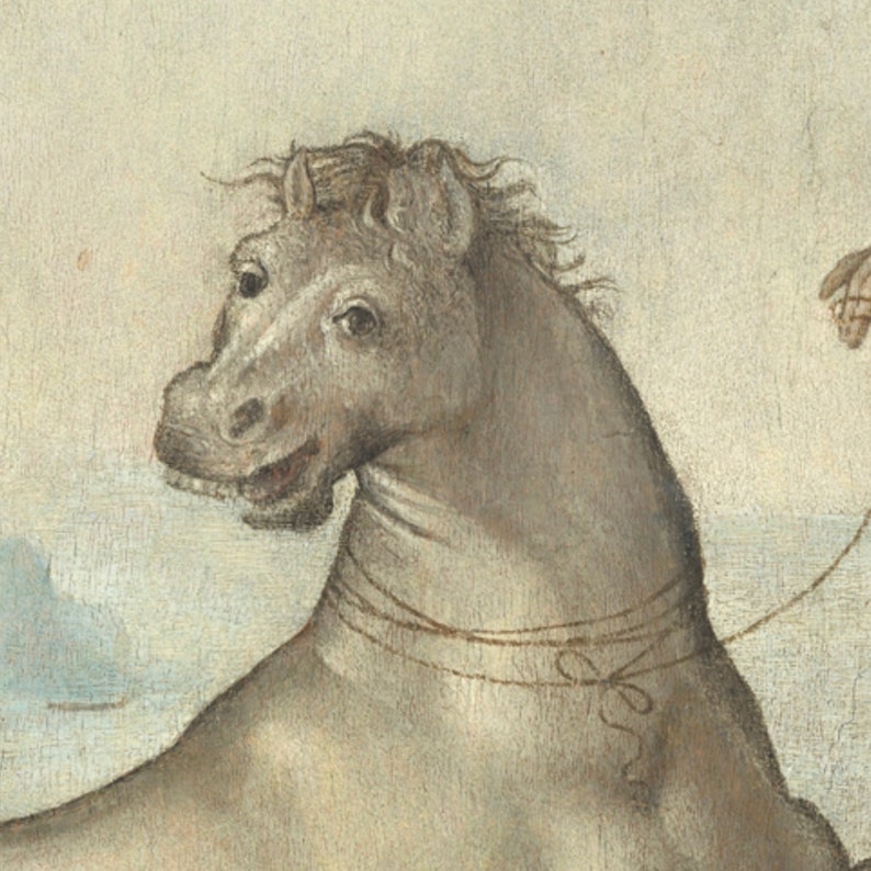 Renaissance Horse Angel and Mermaid Painting, Very Old 15th 16th ...