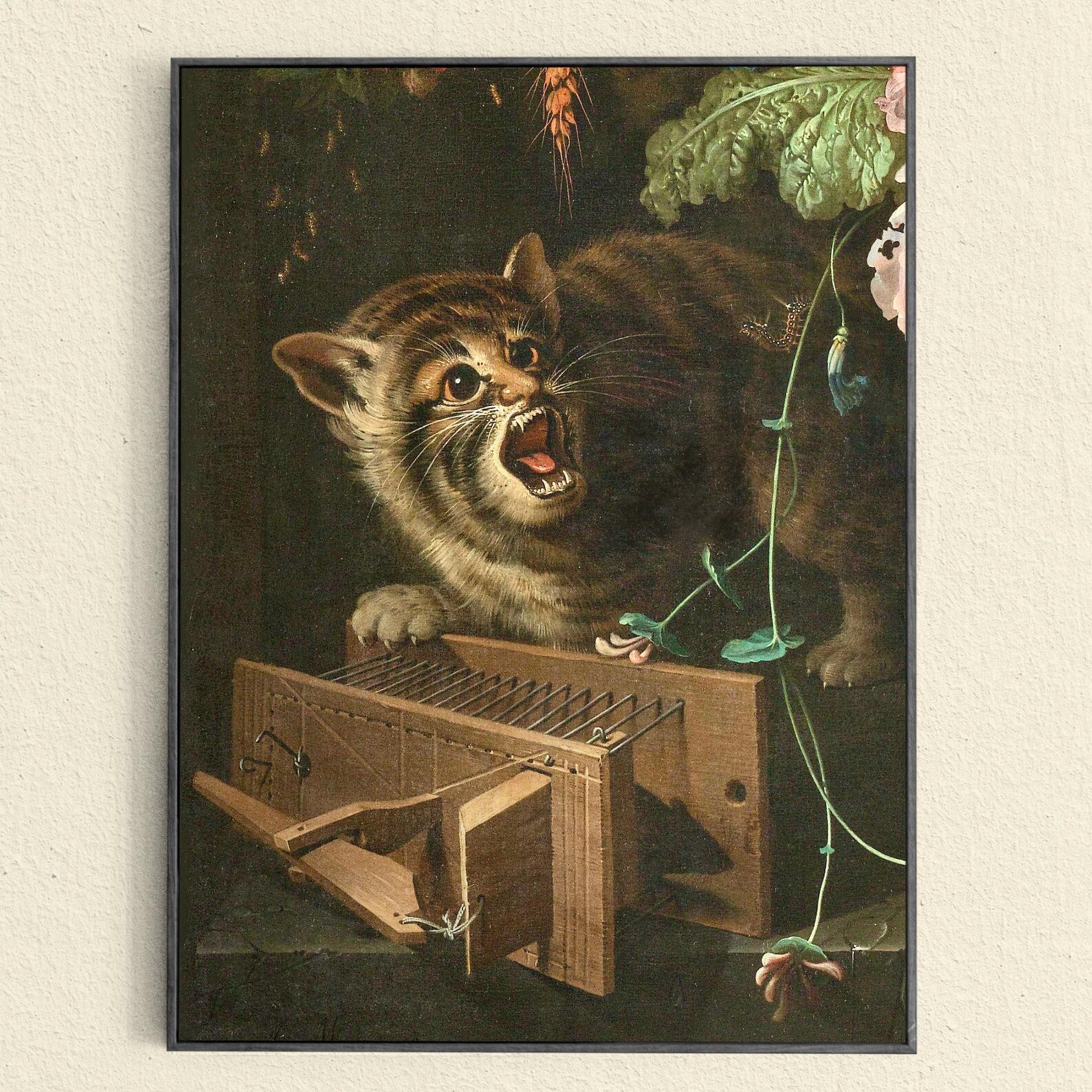Weird Renaissance Cat Art Print, Abraham Mignon, 17th Century Painting ...