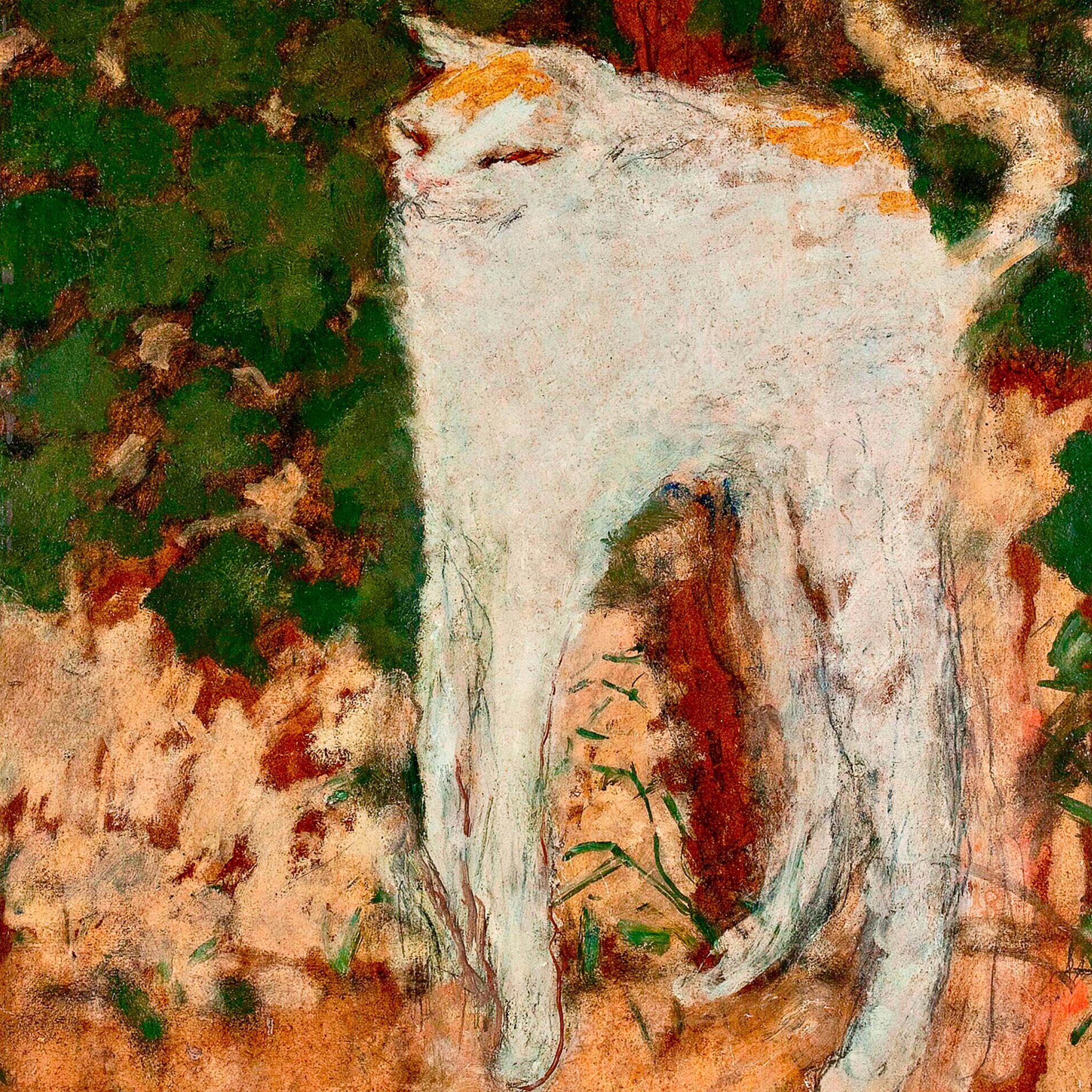 Le Chat Blanc, White Cat With Long Legs, Silly Cat Painting Art Print ...