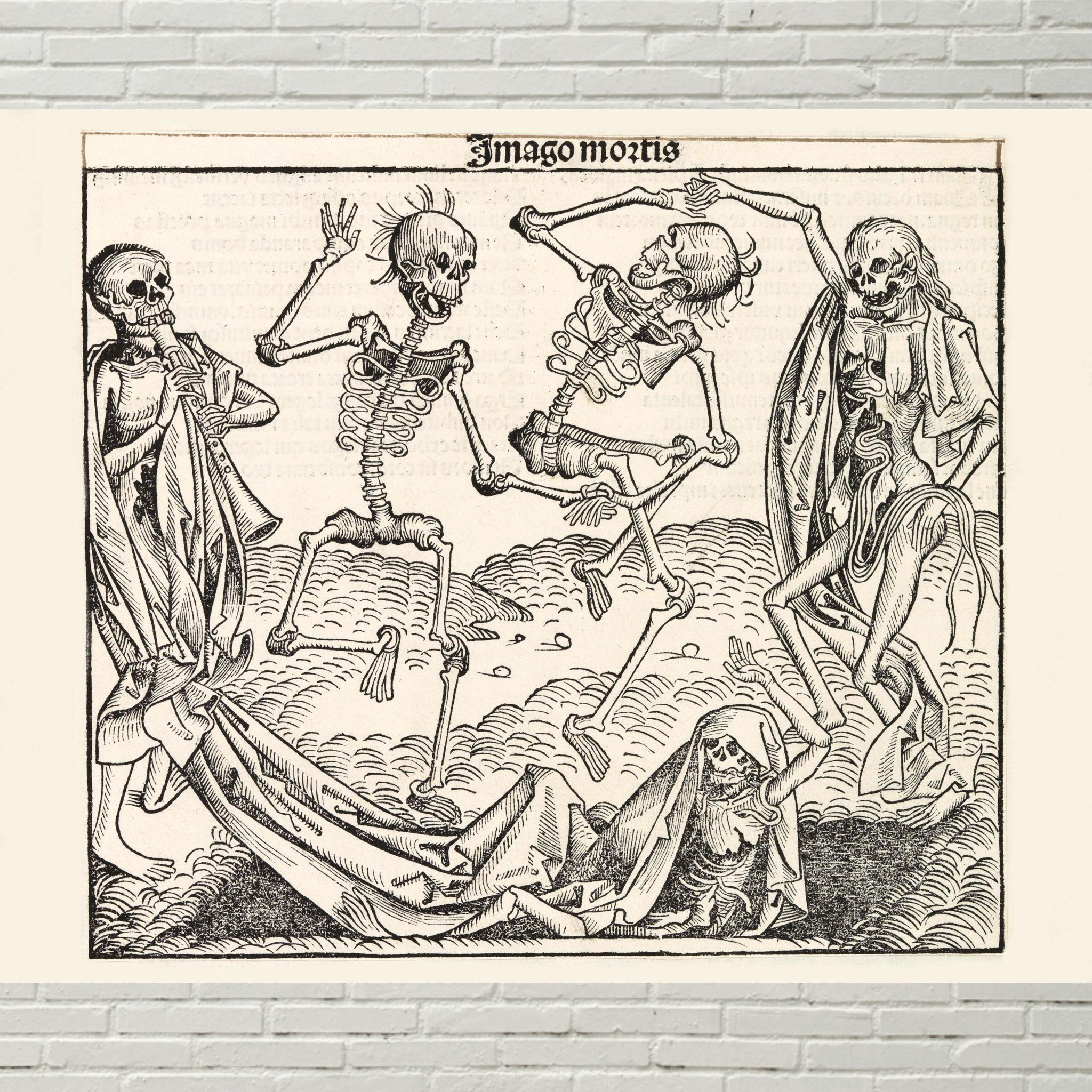 The Skeleton Dance Art Print, Michael Wolgemut, Medieval Plague Art ...