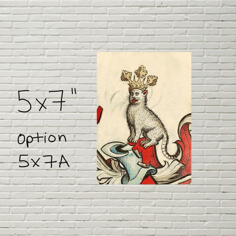 Silly Medieval Cat, Cat With Crown, 15th 16th Century Heraldic Art ...