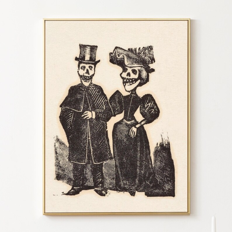 Vintage Mexican Skeleton Art, Cute Skeleton Lovers, Happy Skeletons ...