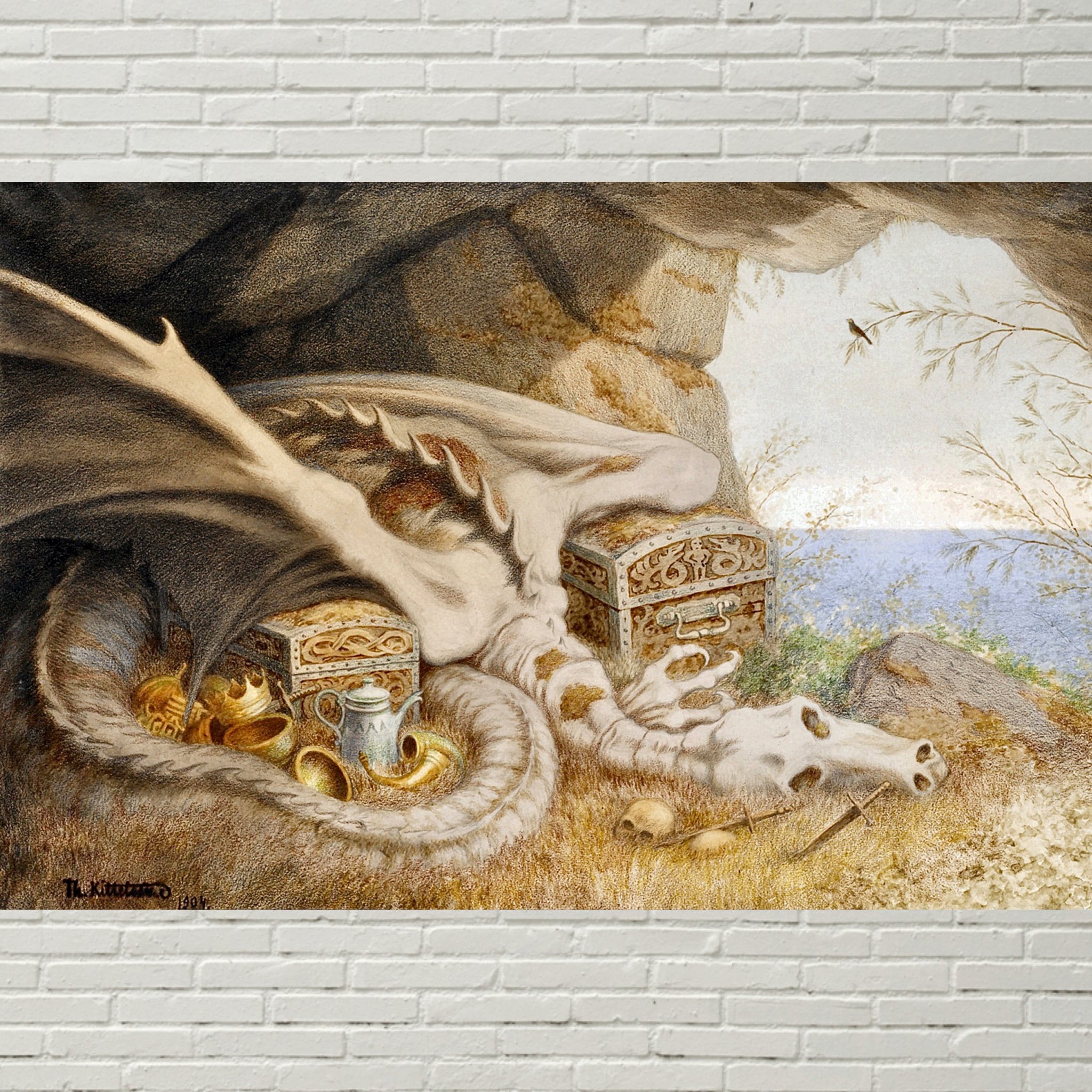 19th Century Dragon Drawing, Dragon Art, Theodor Kittelsen, High ...