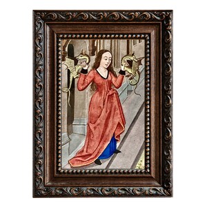 Medieval Illustration, 5x7" Witch and Dragons, 14th Century Book ...
