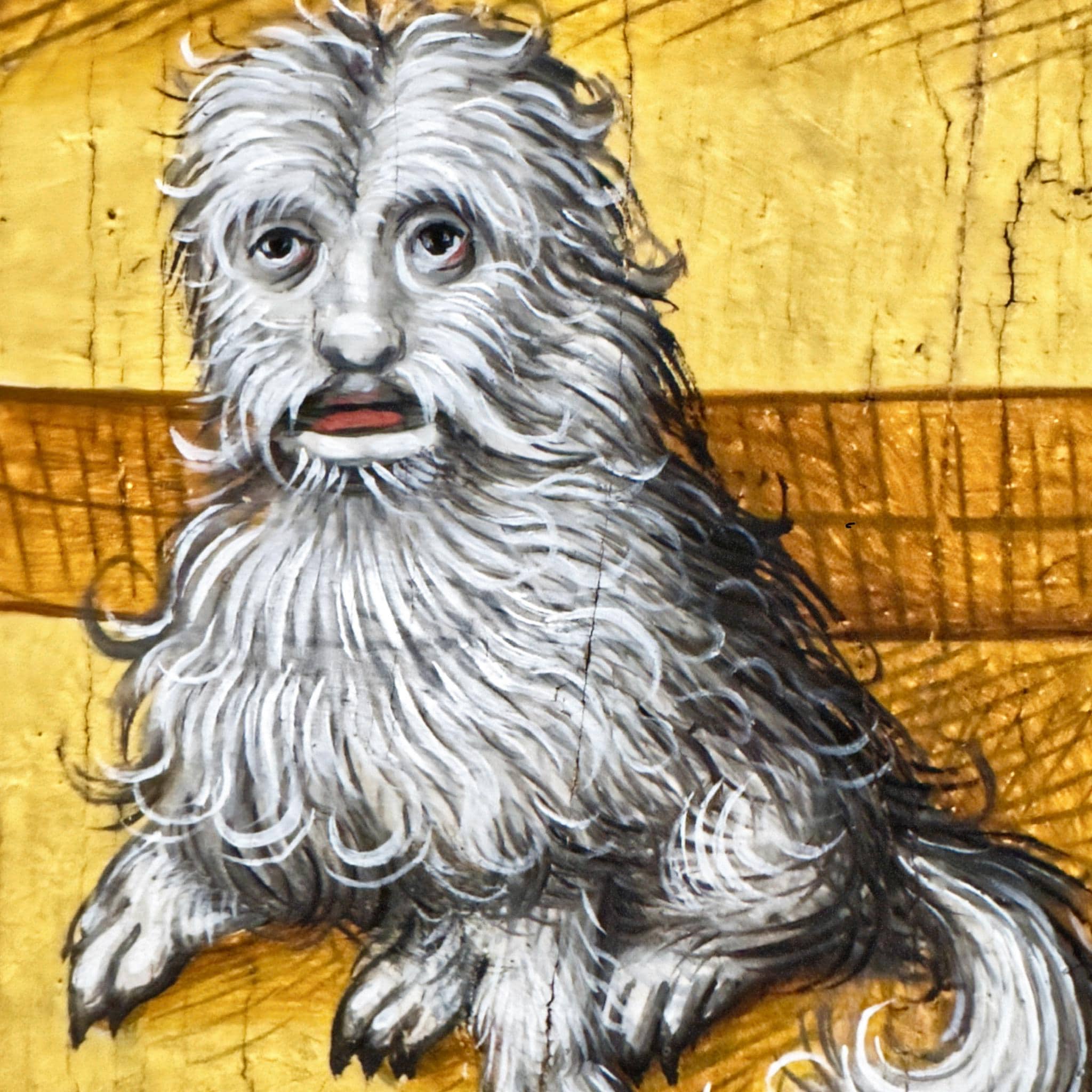 Silly Renaissance Dog, Antique Maltese Dog Painting, 1600s Weird Dog ...