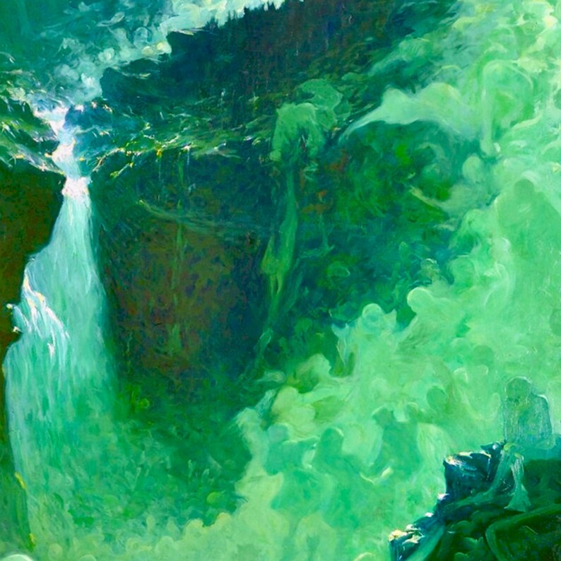 Antique Green Waterfall Fantasy Art, Water Sprites, Mermaids, Spirits ...