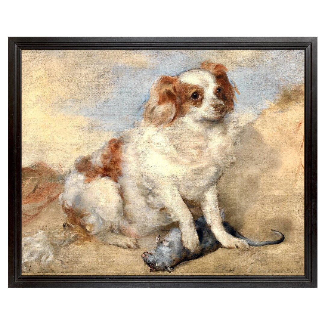 Spaniel With a Rat, Victorian Dog Art, Cavalier King Charles Spaniel ...